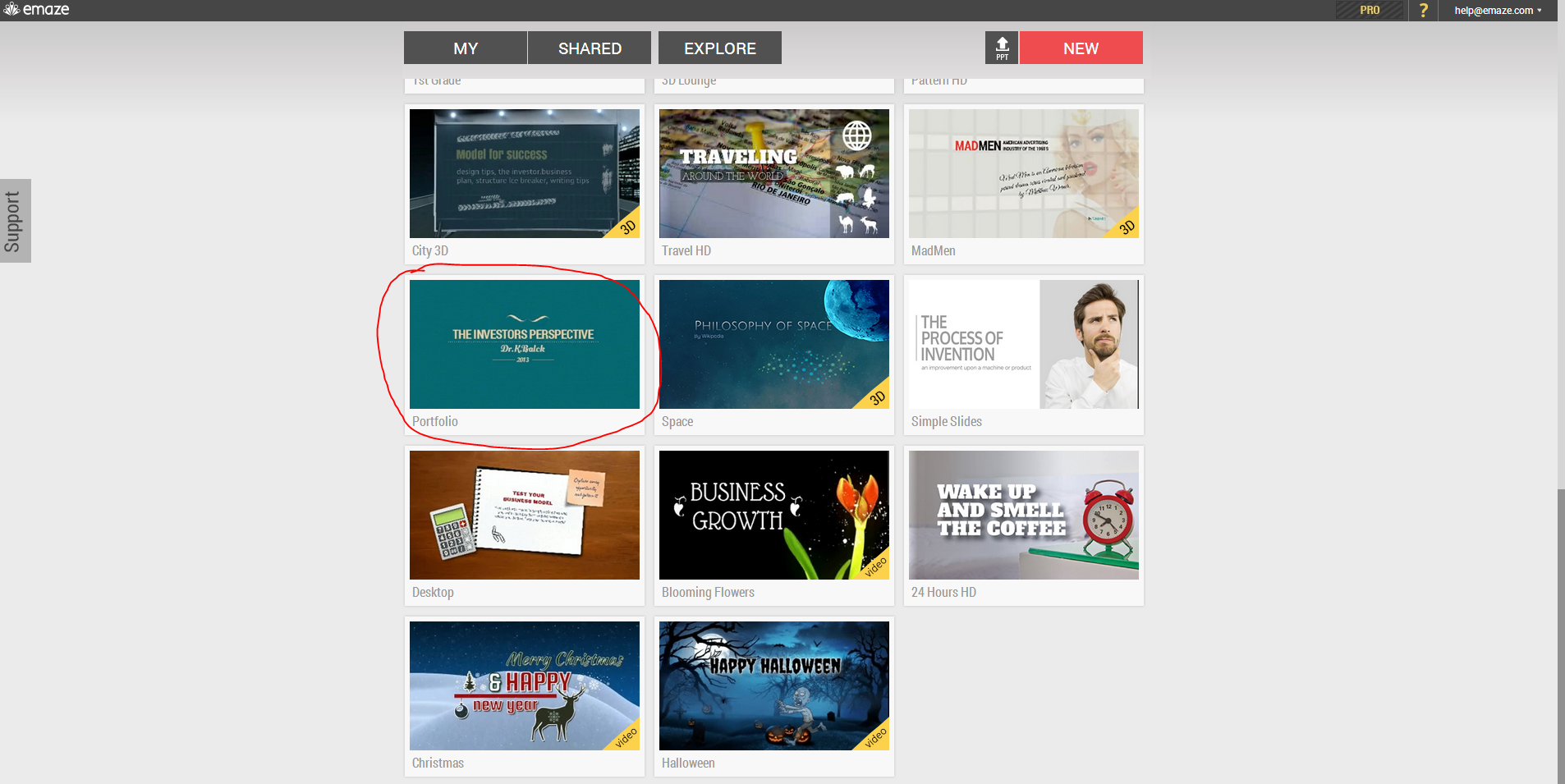 How to create a new presentation at emaze Presentation