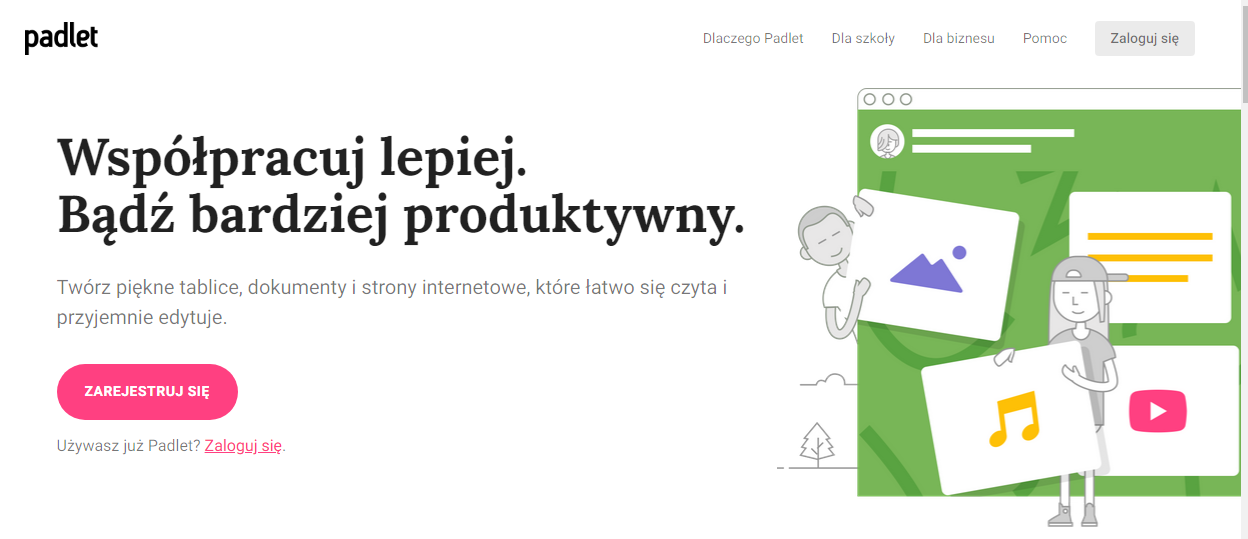 Wirtualna tablica Padlet at emaze Presentation