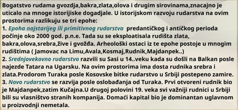 Rudarstvo u Srbiji 8.razred on emaze