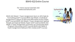 BSHS 422 course success is a traditiontutorilarank.com at emaze Presentation