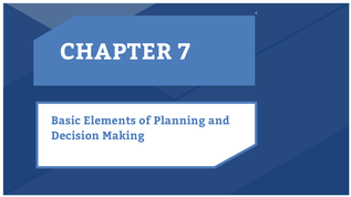 CHAPTER 7 : BASIC ELEMENTS OF PLANNING AND DECISION MAKING at emaze ...