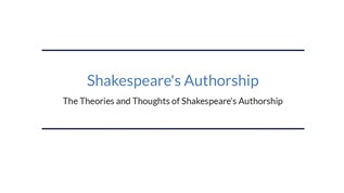 Shakespeares Authorship at emaze Presentation