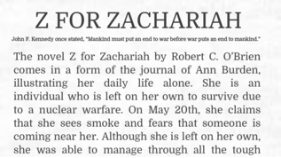 Z for Zachariah (Book Presentation) at emaze Presentation