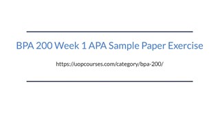 BPA 200 Week 1 APA Sample Paper Exercise at emaze Presentation