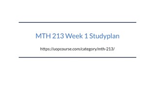 MTH 213 Week 1 Studyplan at emaze Presentation