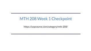 MTH 208 Week 1 Checkpoint at emaze Presentation