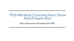 POS 408 Week 2 Learning Team: Visual Basic® Application at emaze Presentation