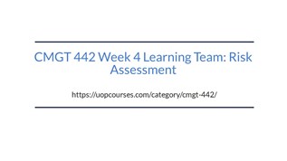 CMGT 442 Week 4 Learning Team: Risk Assessment at emaze Presentation