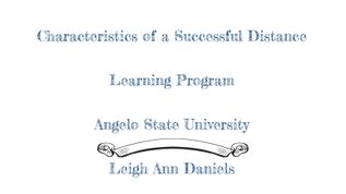 Characteristics of a Successful Distance Learning Program at emaze ...
