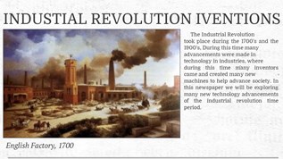 Industrial Revolution Inventions Newspaper at emaze Presentation