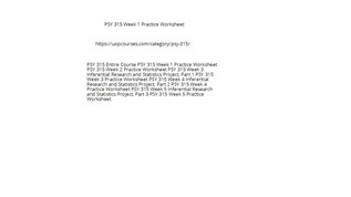 PSY 315 Week 1 Practice Worksheet