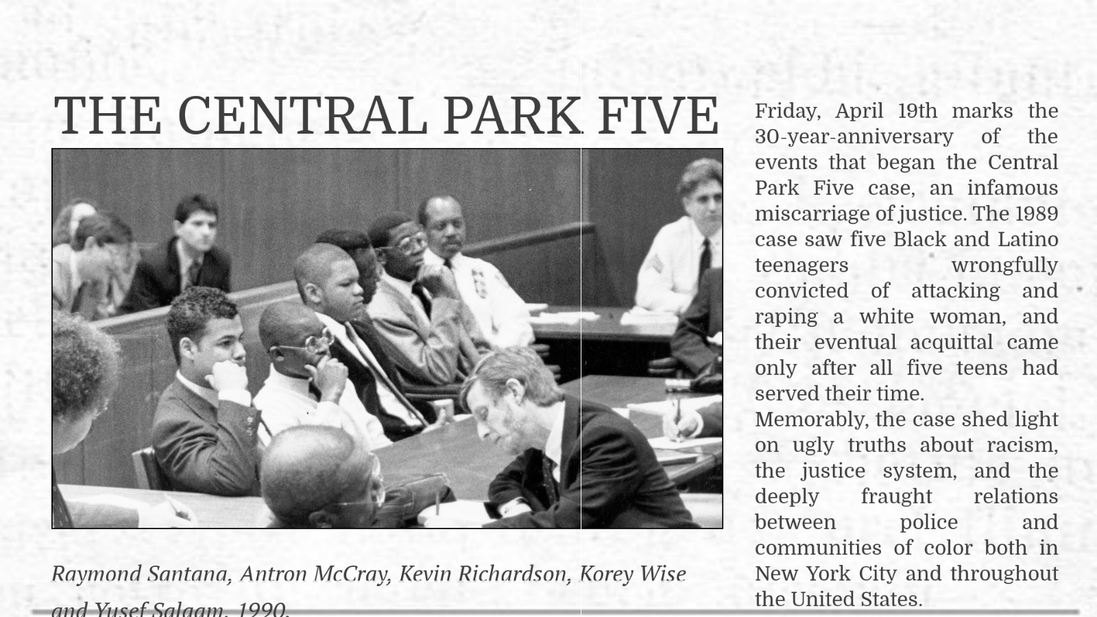 the central park five at emaze Presentation