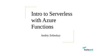 Intro to Serverless with Azure Functions at emaze Presentation