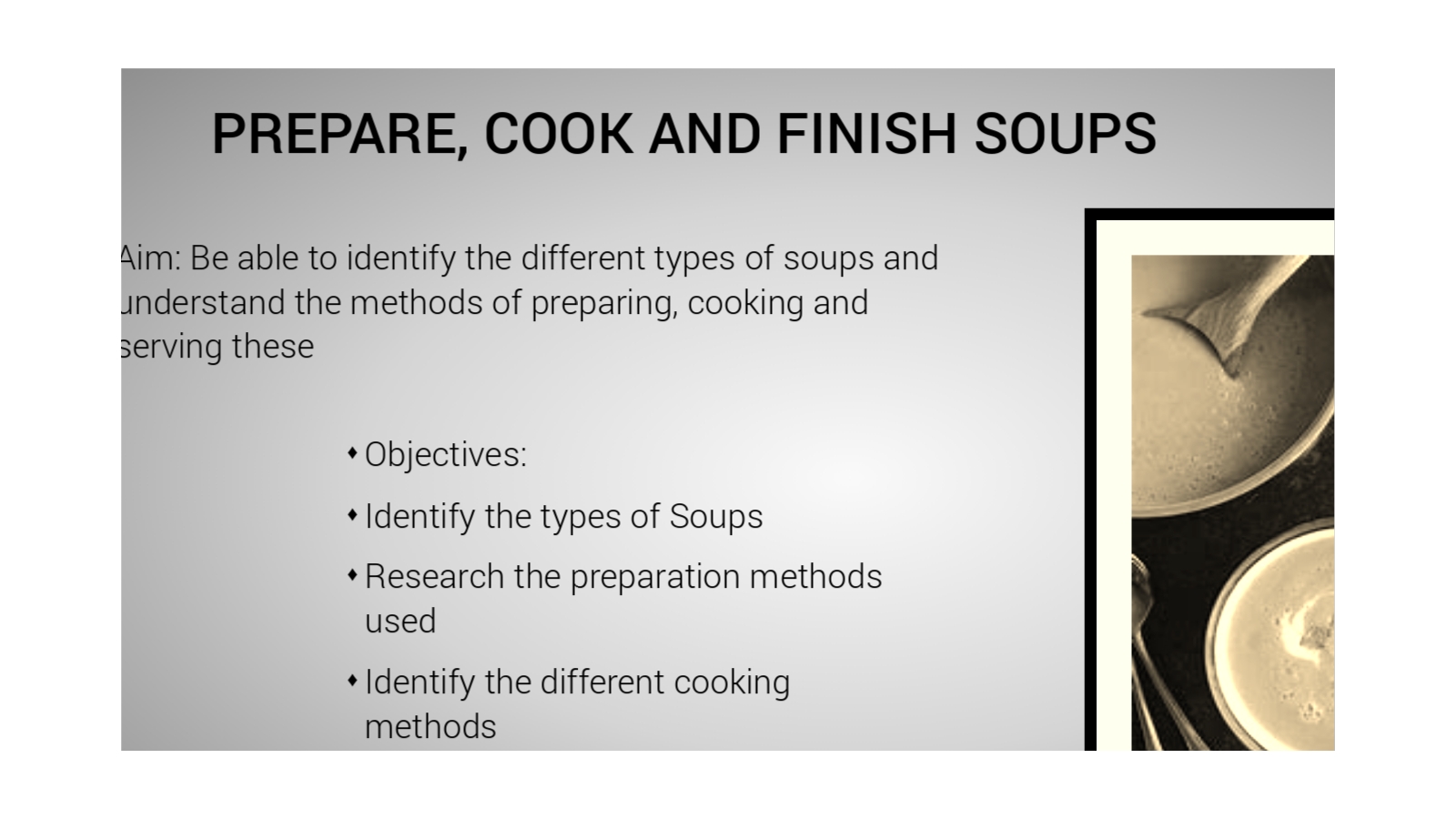 Prepare, Cook and Finish Soups at emaze Presentation