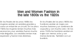 Men and Women Fashion in the late 1800s vs the 1920s. on emaze