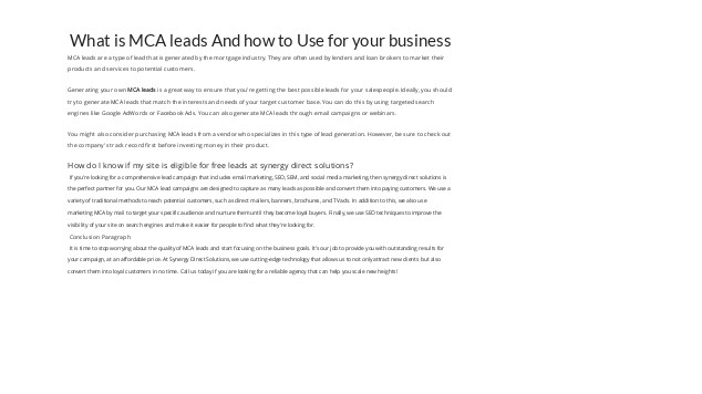 What is MCA leads And how to Use for your business on emaze