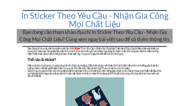 In Sticker Theo Yêu Cầu - Nhận Gia Công Mọi Chất Liệu