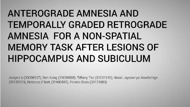 Anterograde Amnesia and Temporally Graded Retrograde at emaze Presentation Anterograde Amnesia and Temporally Graded Retrograde at emaze Presentation