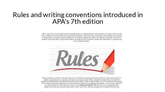 Rules and writing conventions introduced in APA's 7th on emaze