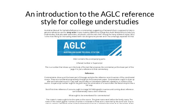 An introduction to the AGLC reference style for college on emaze