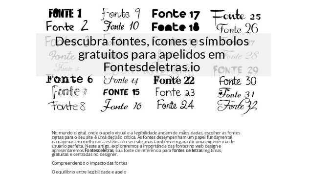 Descubra fontes, ícones e símbolos gratuitos para apelidos em ...