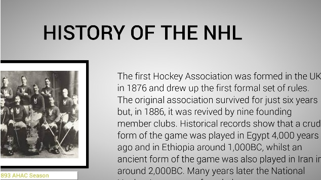 History of the nhl at emaze Presentation