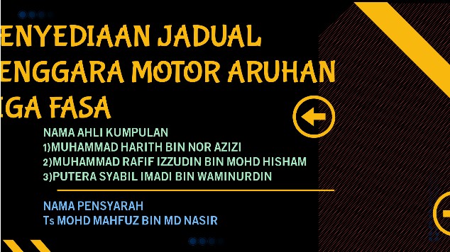 PENYEDIAAN JADUAL SENGGARA MOTOR ARUHAN TIGA FASA at emaze Presentation
