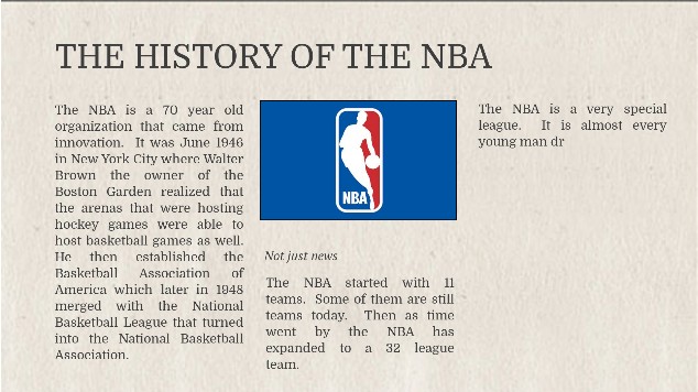 The History of the Nba at emaze Presentation