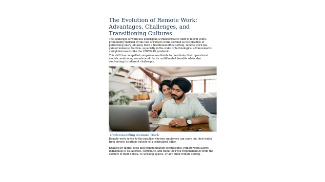 Remote Work: Advantages, Challenges, Cultures at emaze Presentation