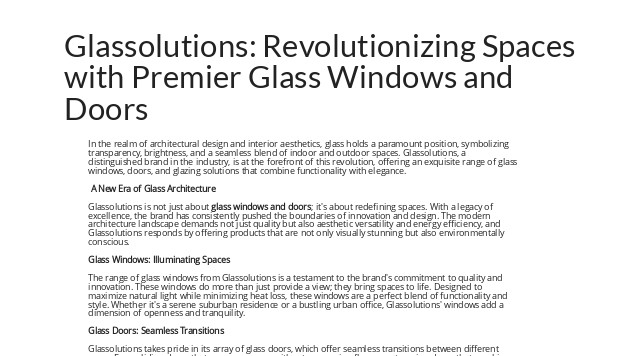 Glassolutions: Revolutionizing Spaces with Premier Glass on emaze