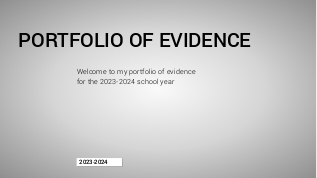 Portfolio of evidence at emaze Presentation