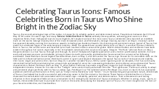 Celebrating Taurus Icons: Famous Celebrities Born in Taurus on emaze