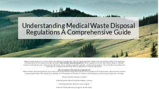 Understanding Medical Waste Disposal Regulations A on emaze