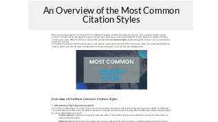 An Overview of the Most Common Citation Styles on emaze