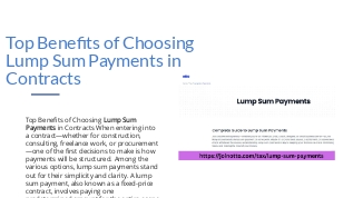 Top Benefits of Choosing Lump Sum Payments in Contracts on emaze
