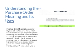 Understanding the Purchase Order Meaning and Its Uses on emaze