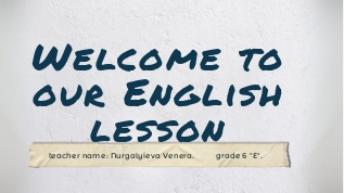 Welcome to our English lesson at emaze Presentation