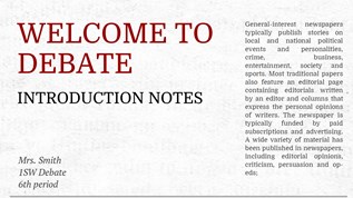 Welcome to Debate at emaze Presentation
