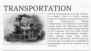 Civil War Transportation at emaze Presentation