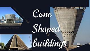 Cone shaped buildings at emaze Presentation