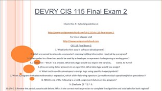 DEVRY CIS 115 Final Exam 2 at emaze Presentation