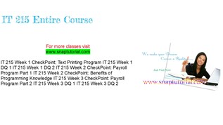 IT 215 Course Success is a Tradition - snaptutorial.com at emaze Presentation