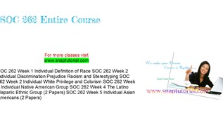 SOC 262 Course Success is a Tradition - snaptutorial.com at emaze Presentation