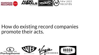 How do existing reccord companies promote their acts at emaze Presentation